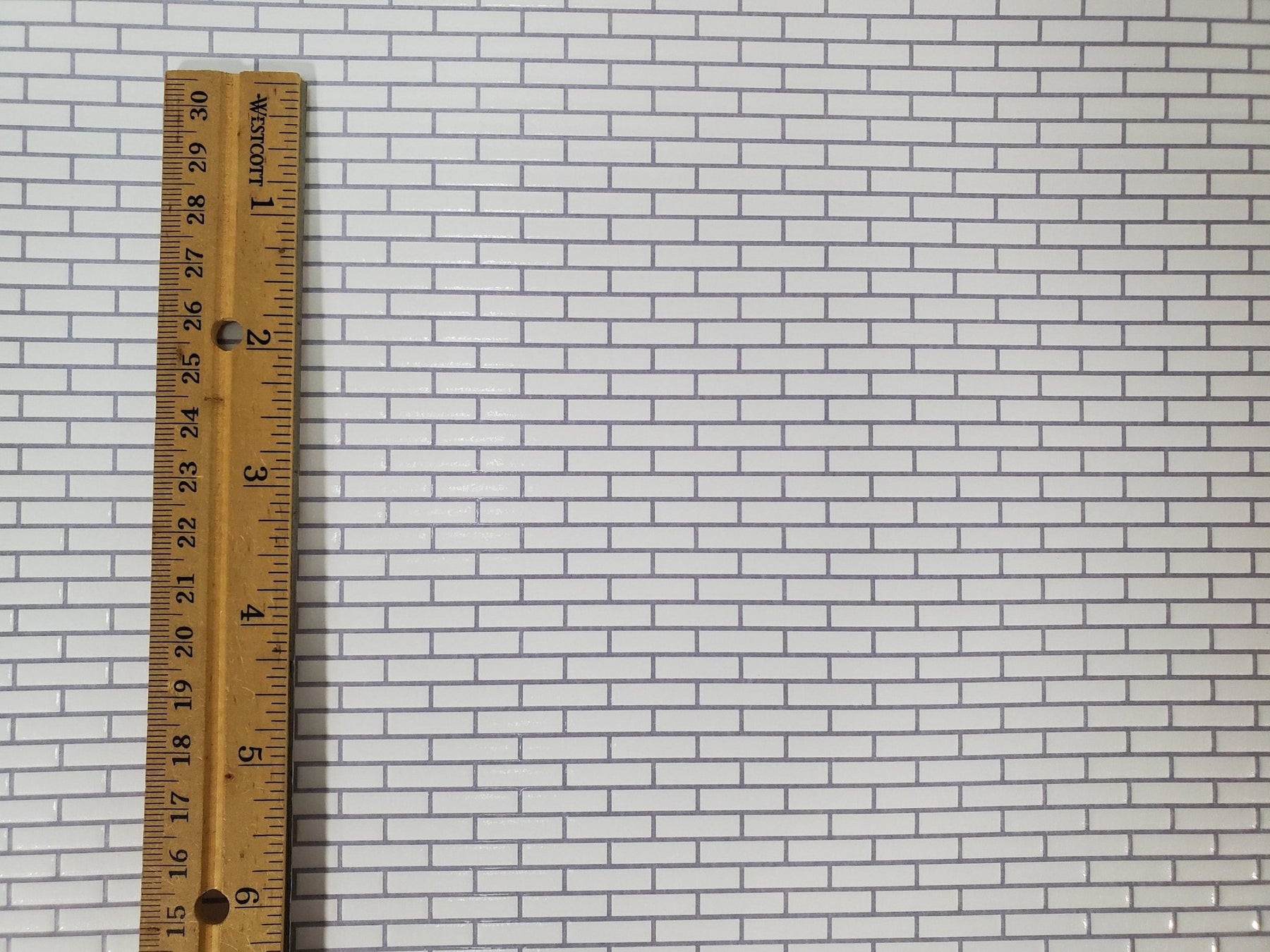 Dollhouse Subway Tile Metro Wall Tile Small White Embossed Glossy Paper ...