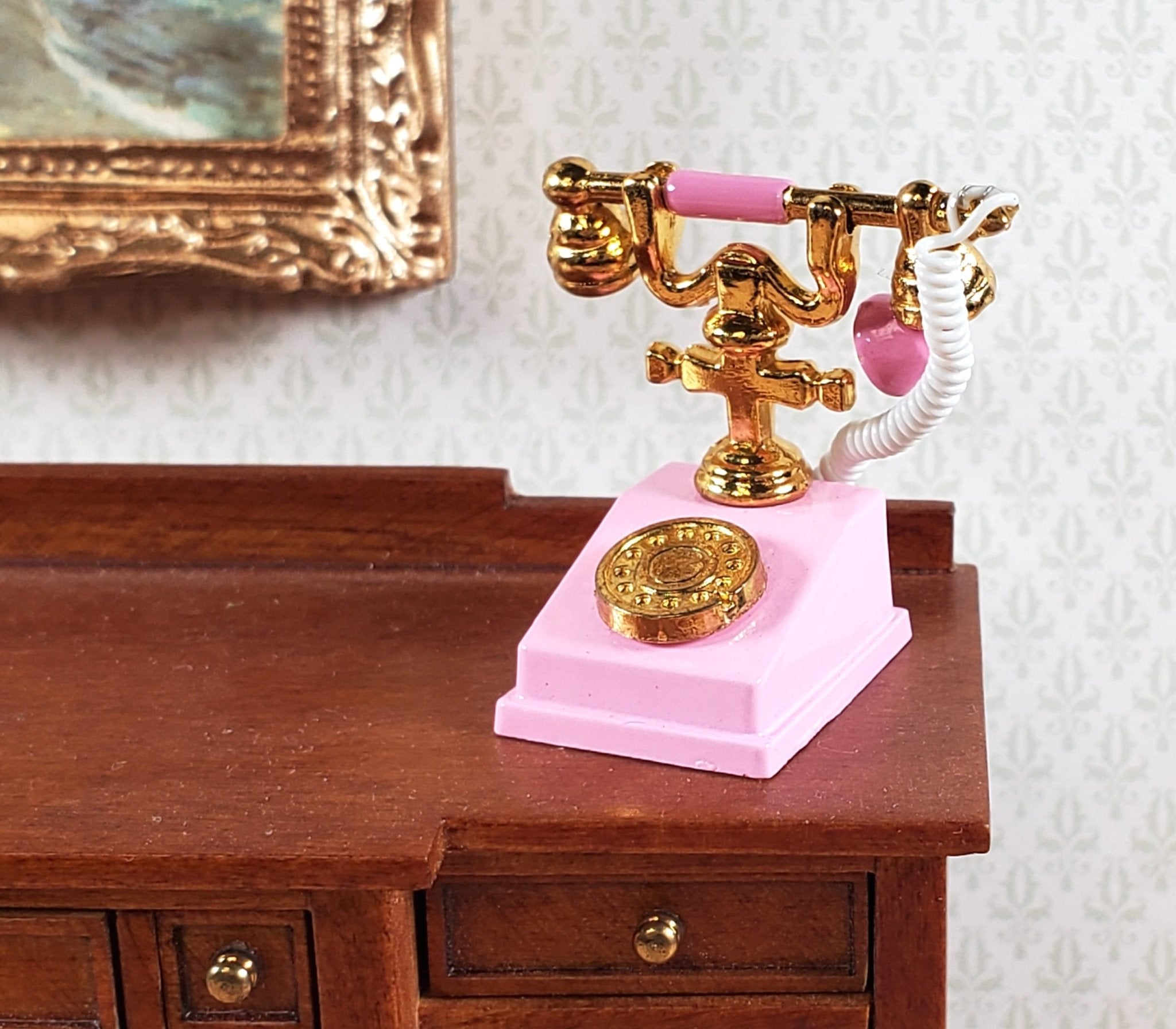 Dollhouse Telephone Vintage Style PINK 1890s - 1920s 1:12 Scale ...