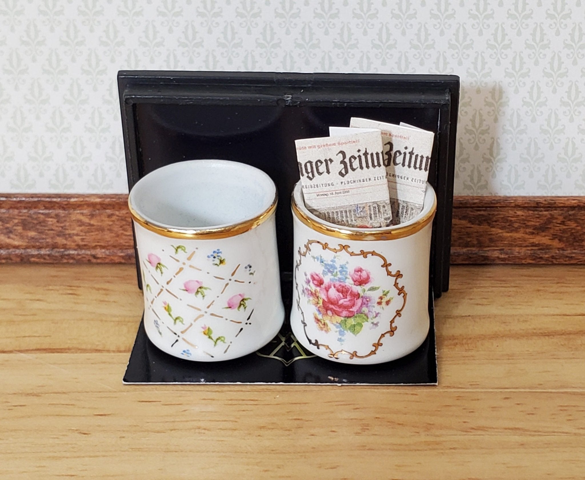 Dollhouse Waste Paper Baskets Trash Cans x2 Reutter Porcelain 1:12 ...