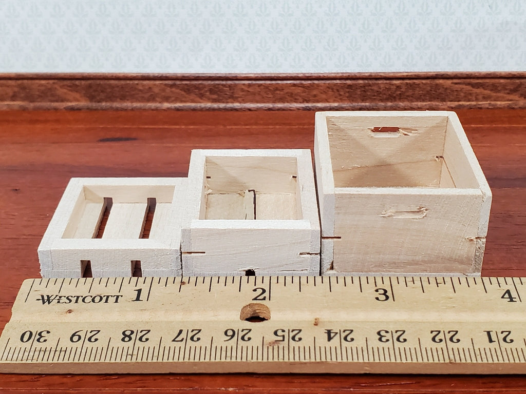 Dollhouse Wood Crates for Fruits or Vegetables Set of 3 1:12 Scale ...