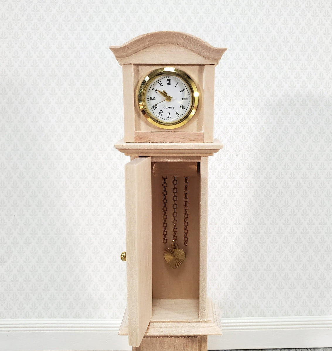 Dollhouse Working Grandfather Clock Opens Unpainted Wood 1:12 Scale ...