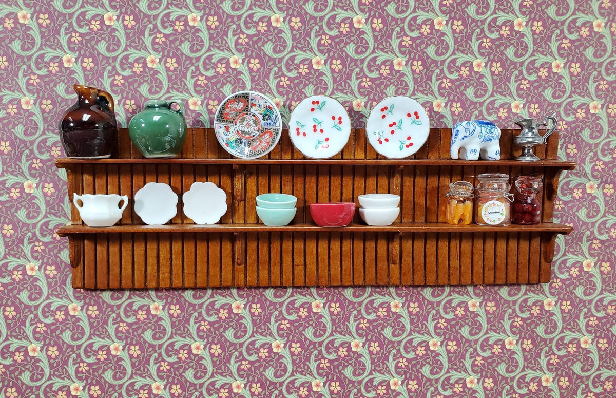 JBM Dollhouse Plate Shelf Rack for Kitchen Light Oak Finish 1:12 Scale ...