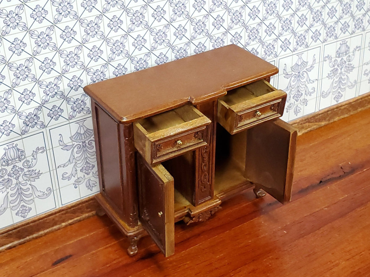 JBM Dollhouse Sideboard Buffet Walnut Finish 1:12 Scale Miniature ...