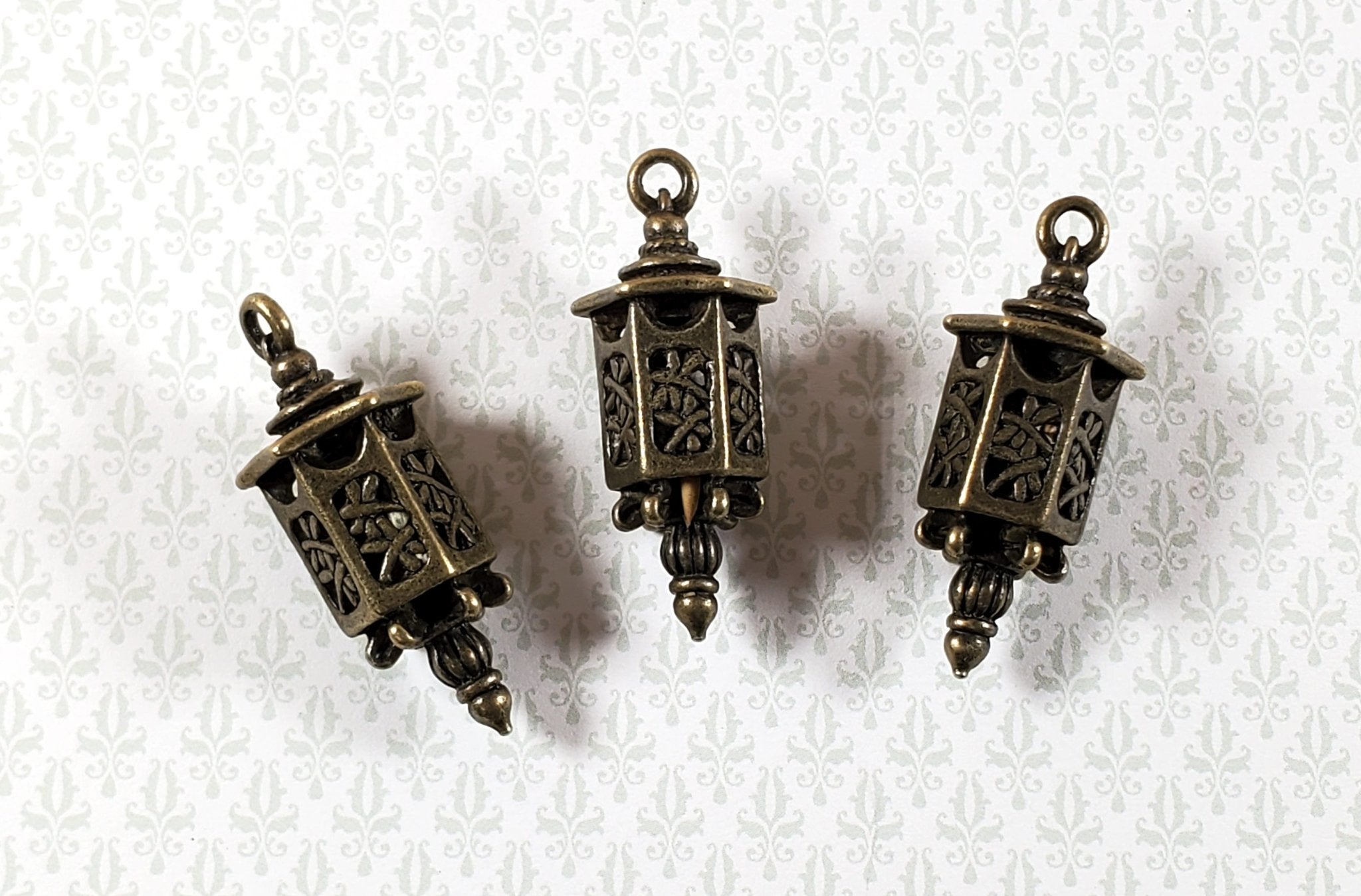 Lantern Charms Small Bronze Decoration 3 pieces 1 3/8" Jewelry Making ...