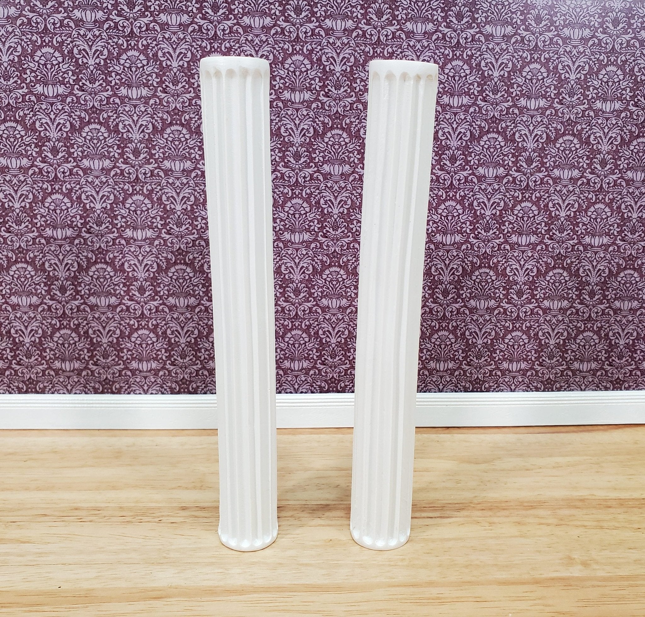 Miniature 2 Round Fluted Columns Pillars Hard Cast Resin 6 3/4" Tall ...