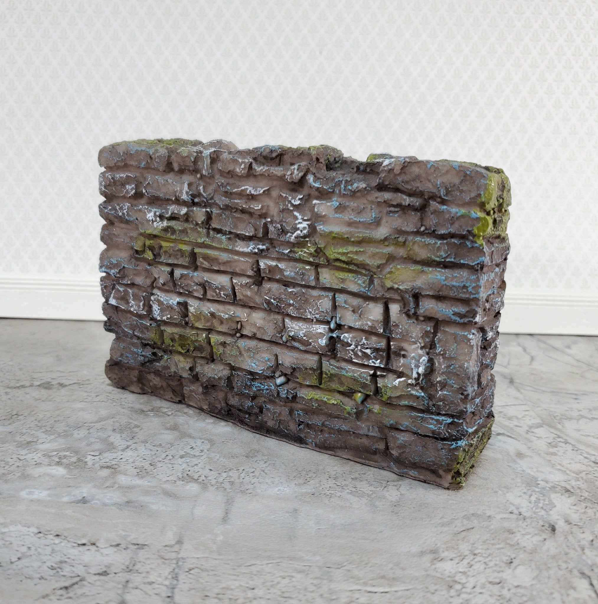 Miniature Aged Stone Wall for Garden 1:12 Scale Scenery 4.5" x 3" Resin ...