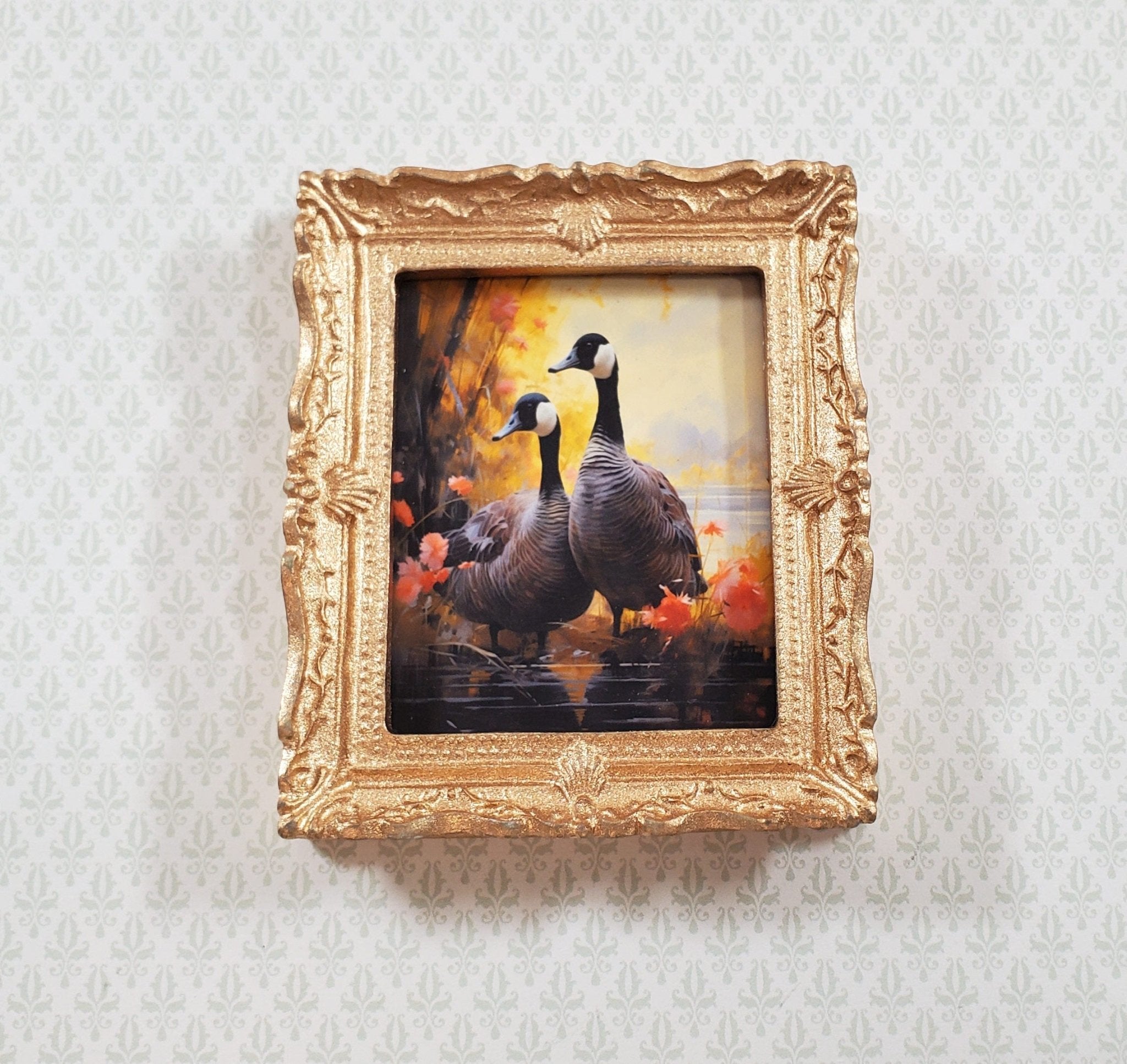 Miniature Canada Geese Framed Print Gold 1:12 Scale Handmade for ...