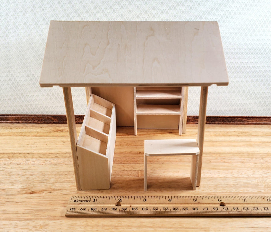 Miniature Farmers Market Stall Stand KIT Wood 1:12 Scale Dollhouse Shop ...