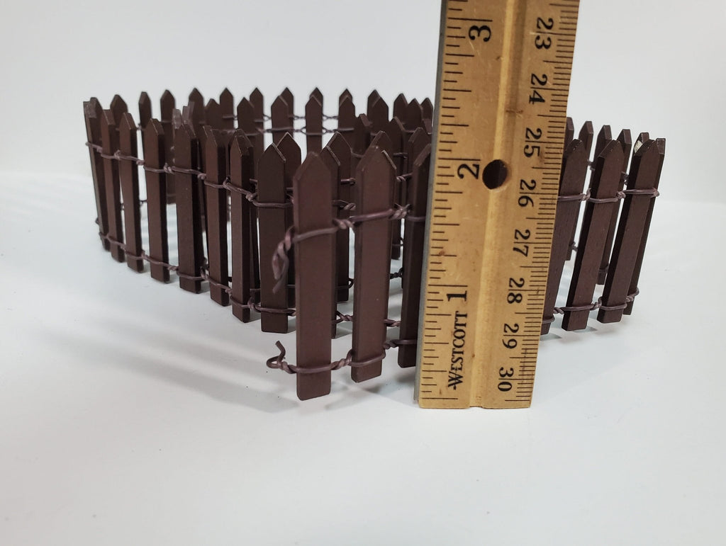 Miniature Fencing Brown Picket Fence Wood & Metal 100 cm x 5 cm tall ...