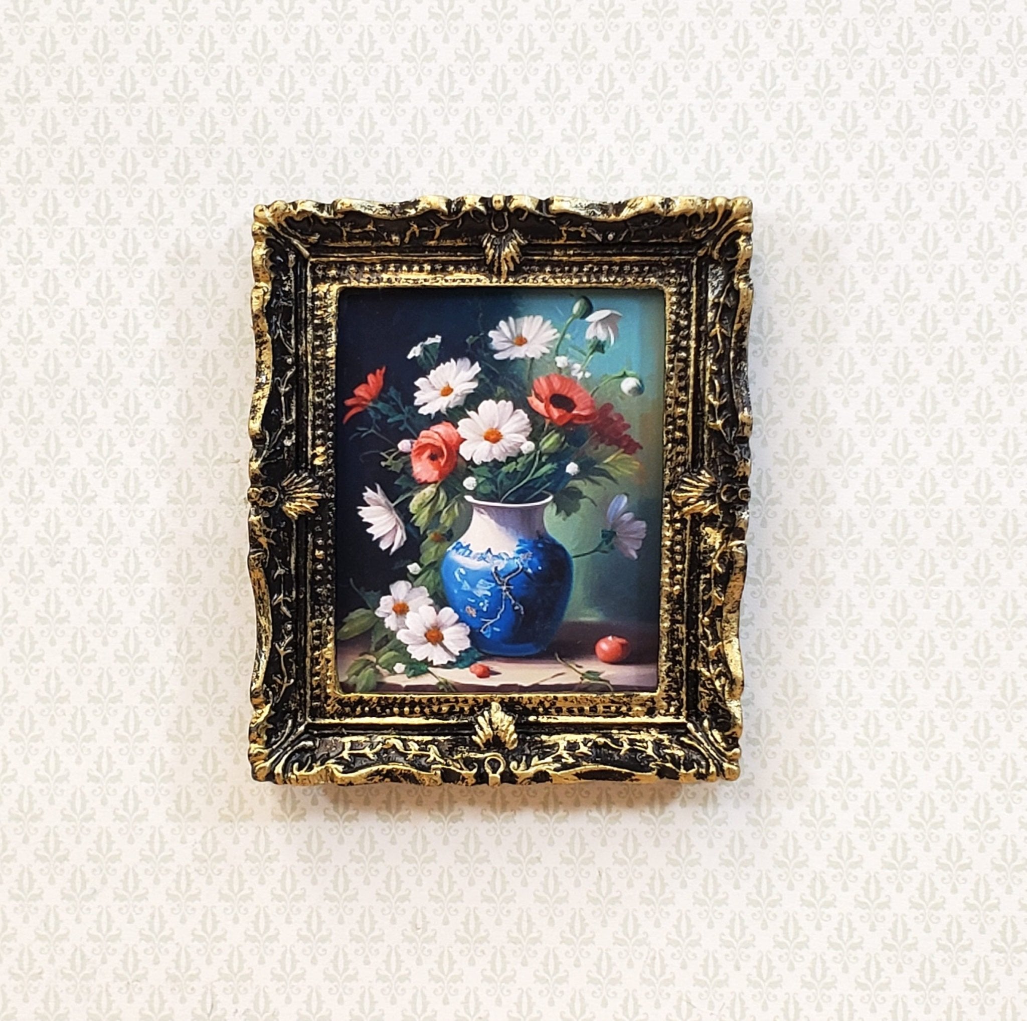 Miniature Flowers Still Life Framed Print Daisies & Poppies Dollhouse ...