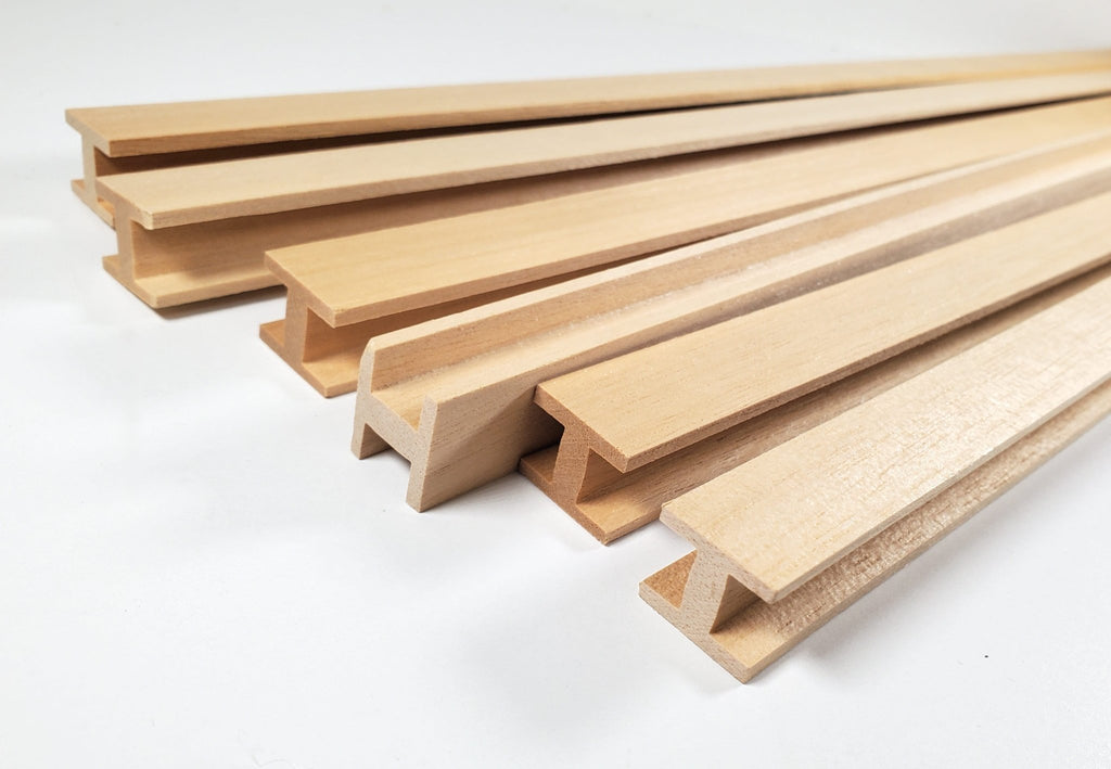 Miniature H-Beams 6 pc Wood Trim Molding 1 cm Channel Dollhouses Scale ...