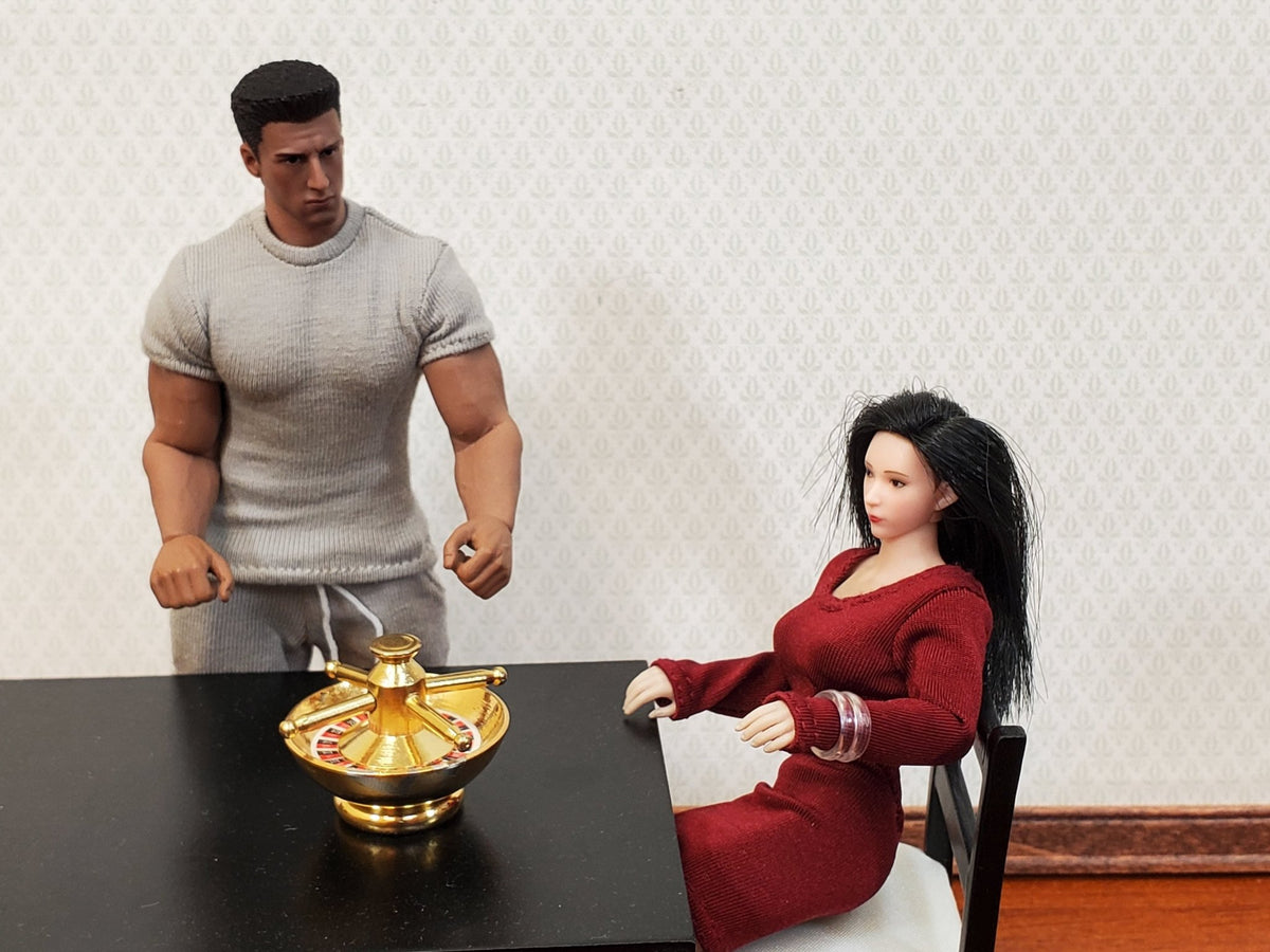 Miniature Roulette Wheel Gold Metal Prop Scale Model Sets Gambling Gif ...