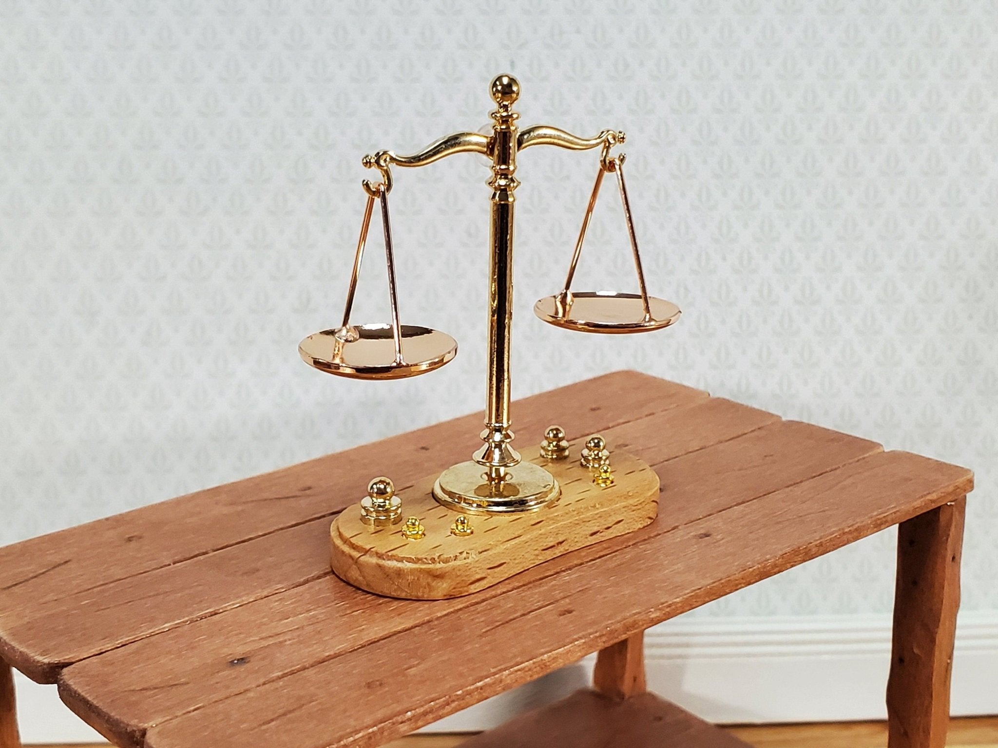 Miniature Scale with Weights Metal Pharmacy Grocer Apothecary Working ...