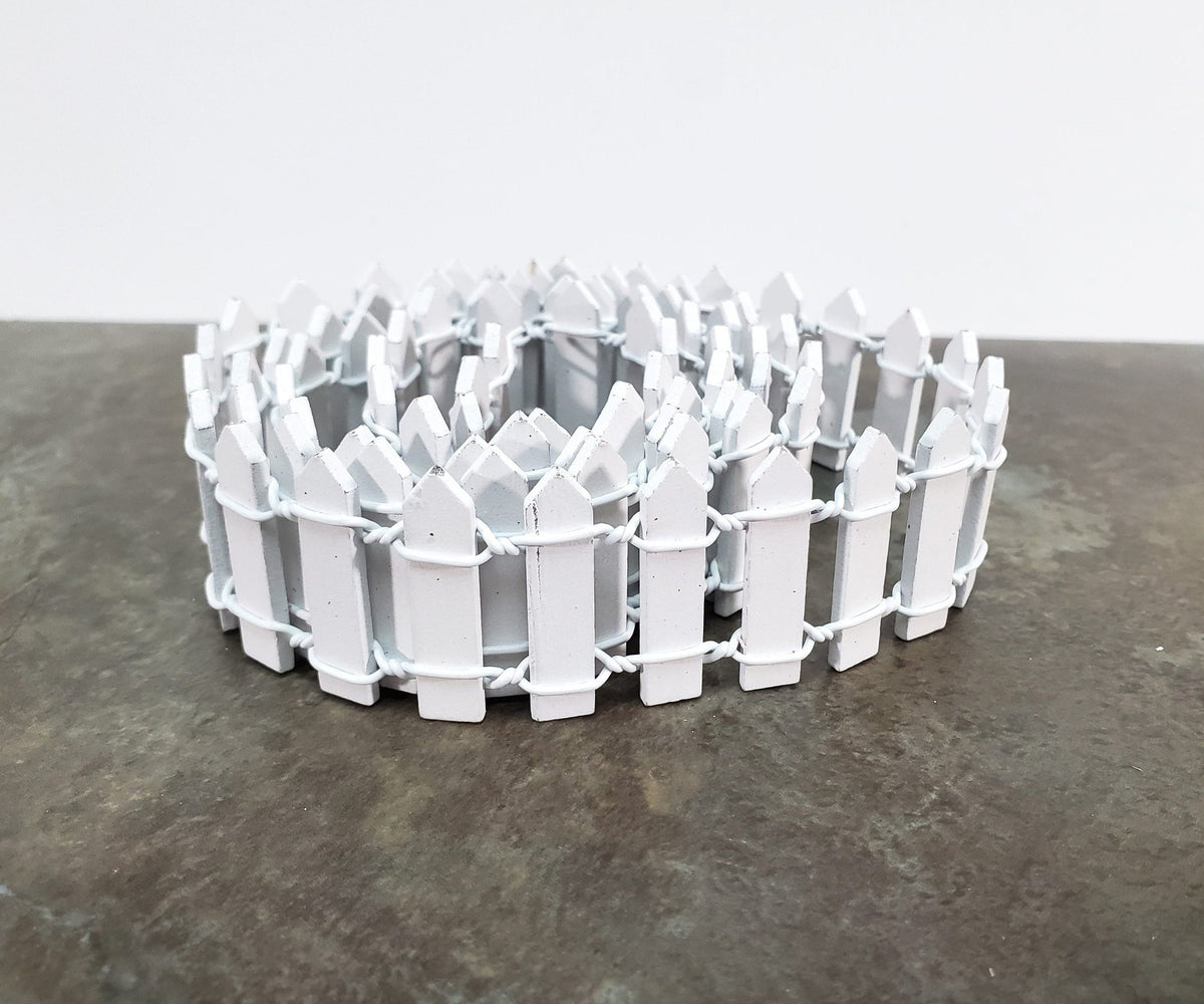 Miniature Small Fencing White Picket Fence Wood & Metal 100 cm x 3 cm ...