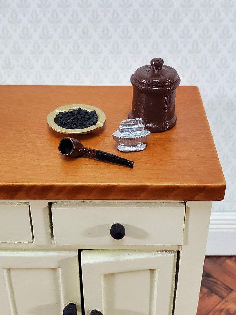 Miniature Smoking Set with Pipe Ashtray Lights Tobacco Container 1:12 ...