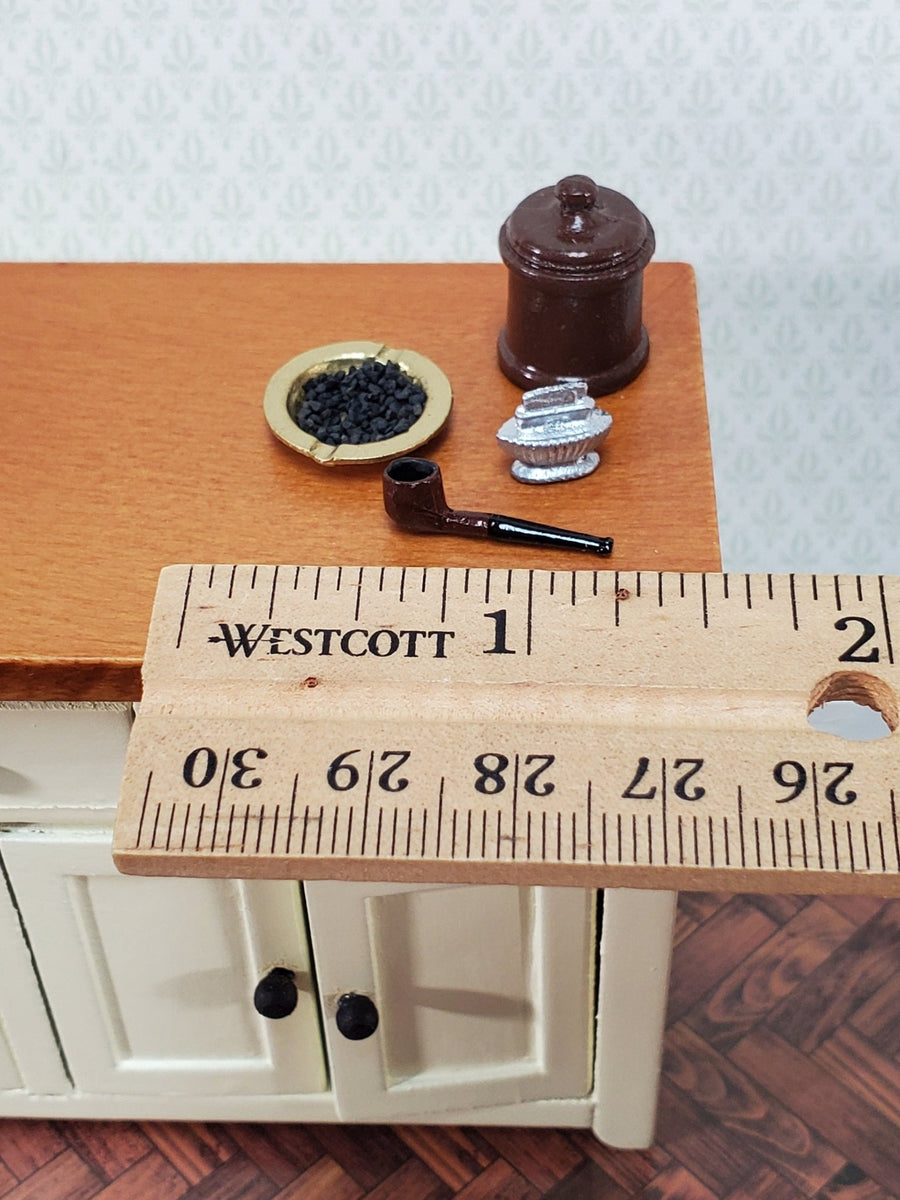 Miniature Smoking Set with Pipe Ashtray Lights Tobacco Container 1:12 ...