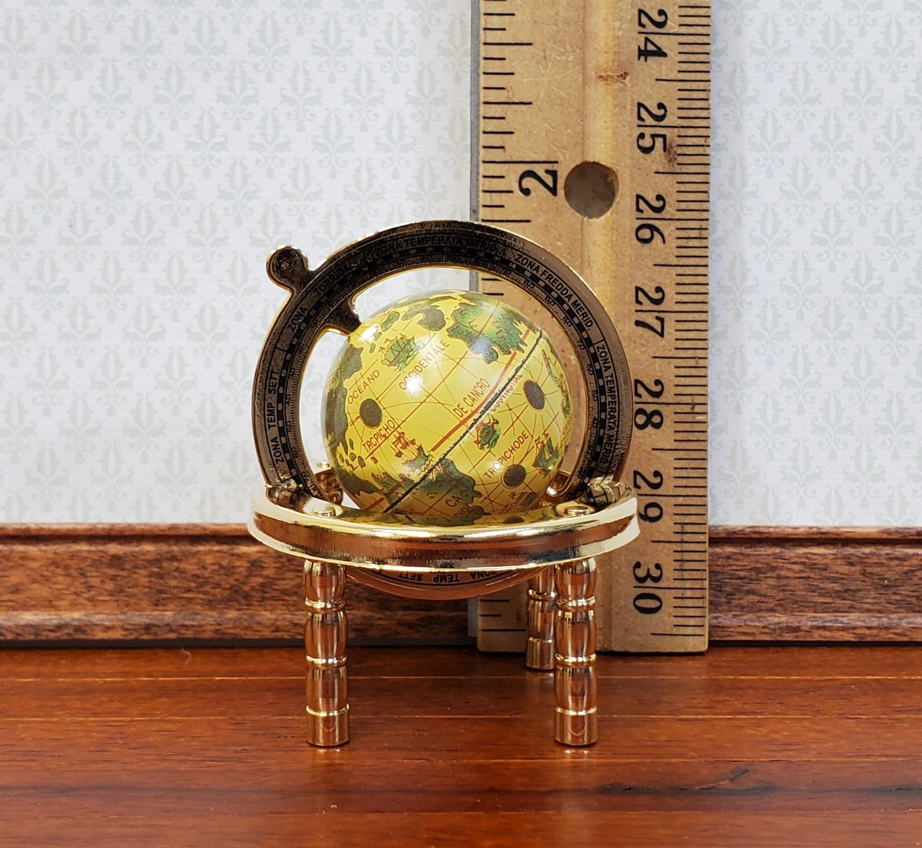 Miniature World Globe Gold Metal Decorative Accessory Metal Tiny Dollhouse Size - Miniature Crush