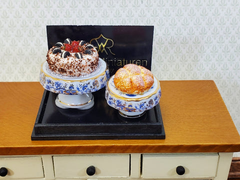 Reutter Porcelain Miniature Cake Stands x2 Plates Dishes 1:12 Scale ...