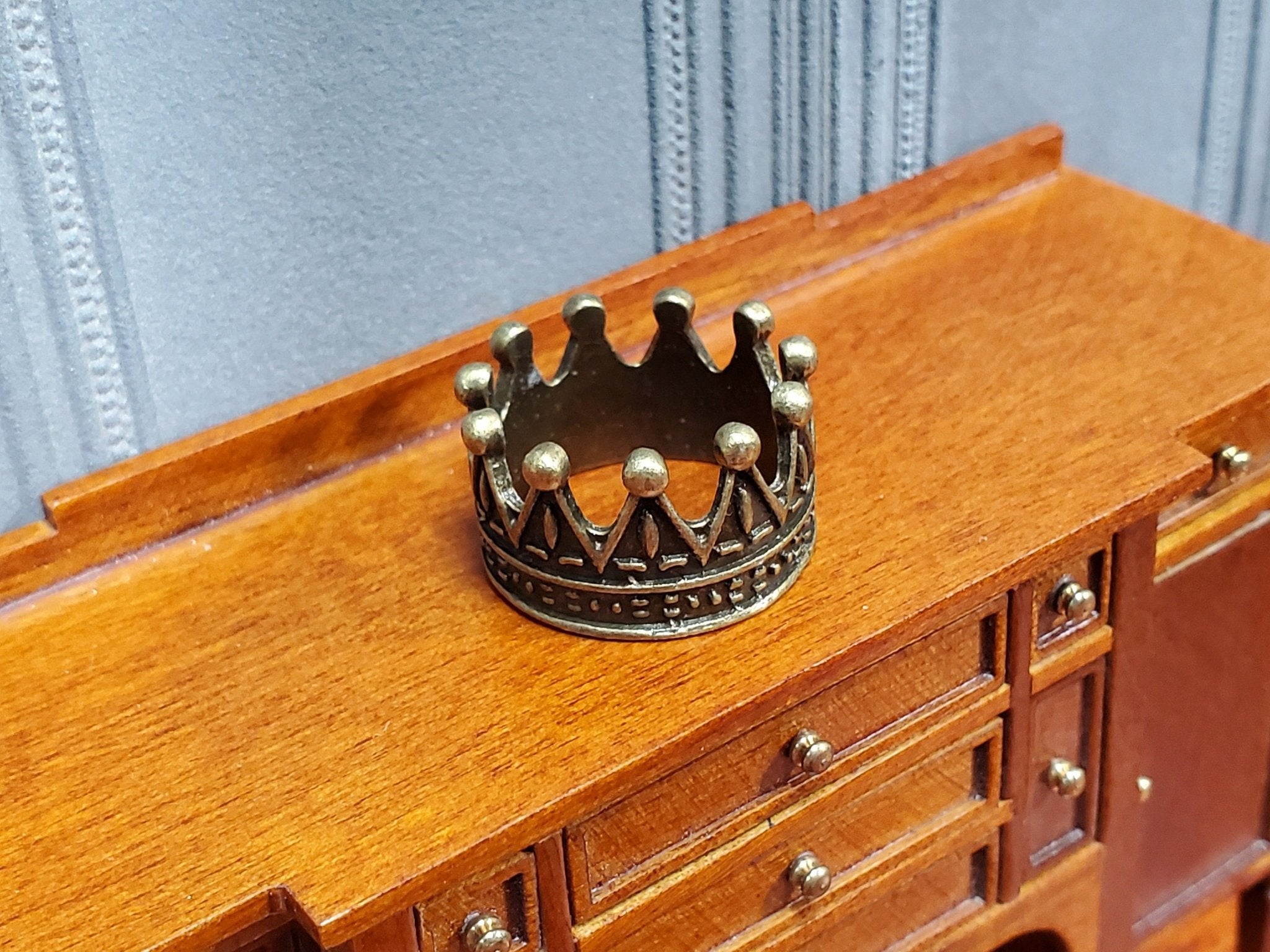 Tiny Miniature Crown Bronze Metal for Dolls Dollhouse Works with 1:12 ...